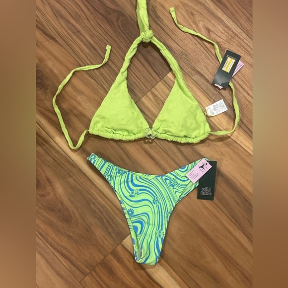 wild fable | Swim | Wild Fable Lime Green And Blue Swirl Bikini Set Nwt ...